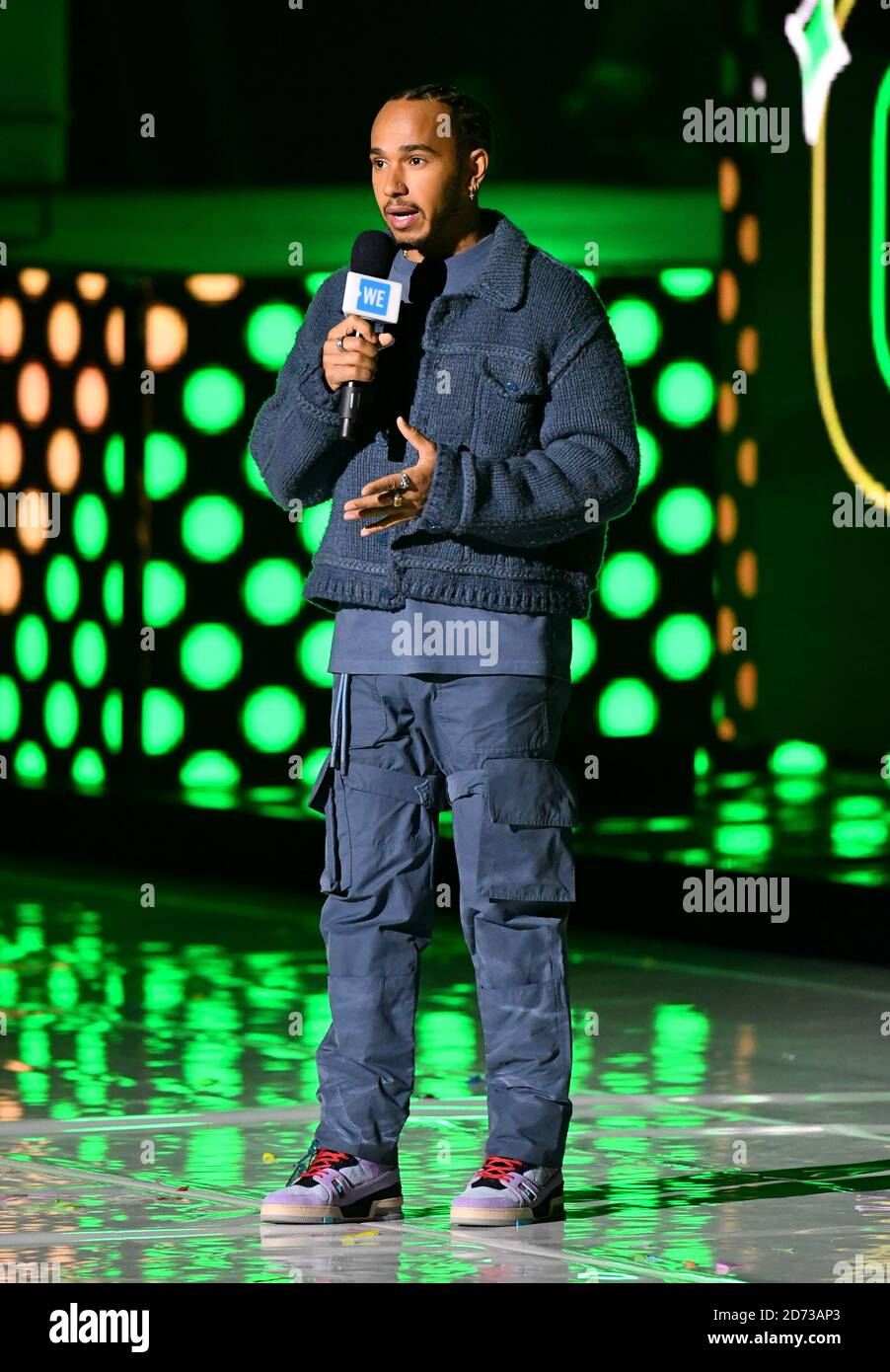 Lewis Hamilton on stage during the WE Day UK charity event and concert ...