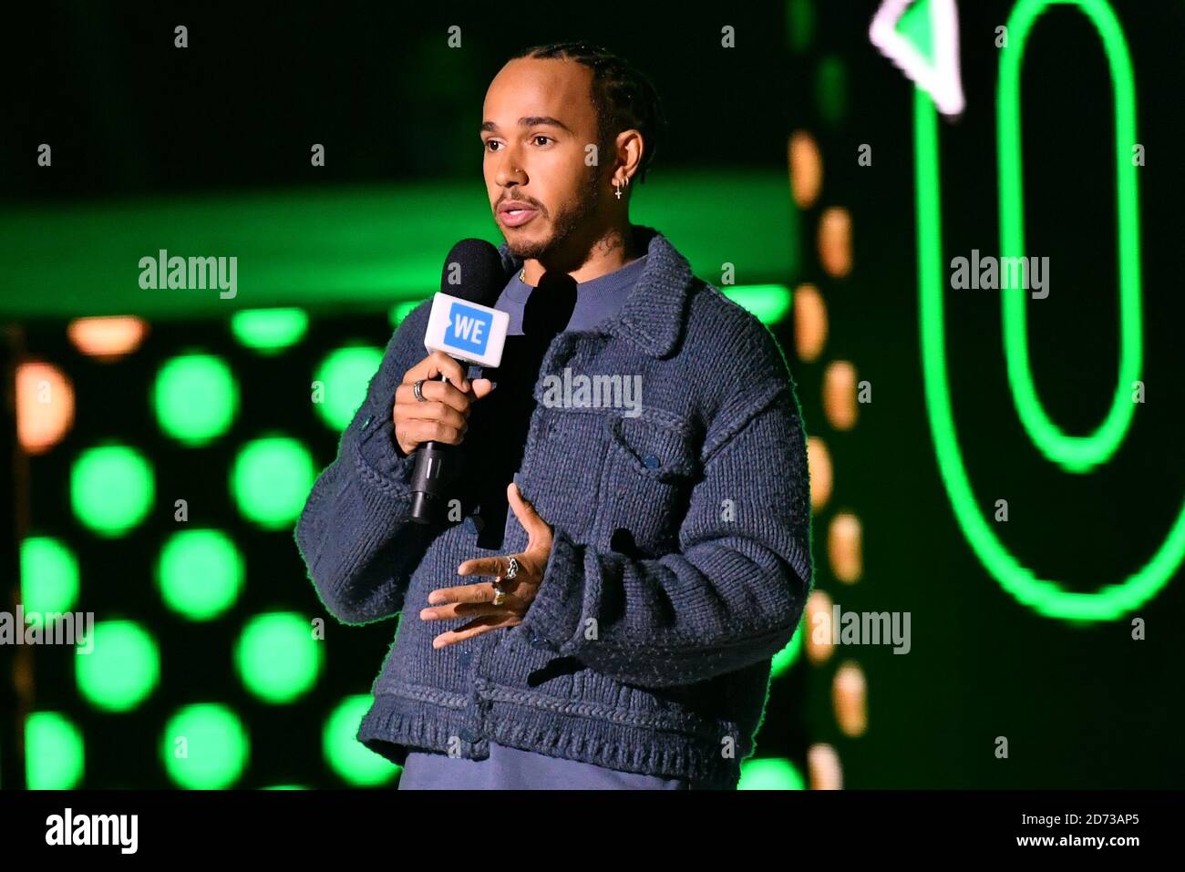 Lewis Hamilton on stage during the WE Day UK charity event and concert ...