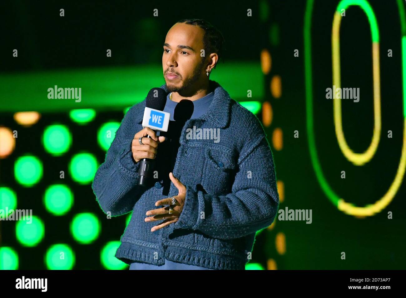 Lewis Hamilton on stage during the WE Day UK charity event and concert ...