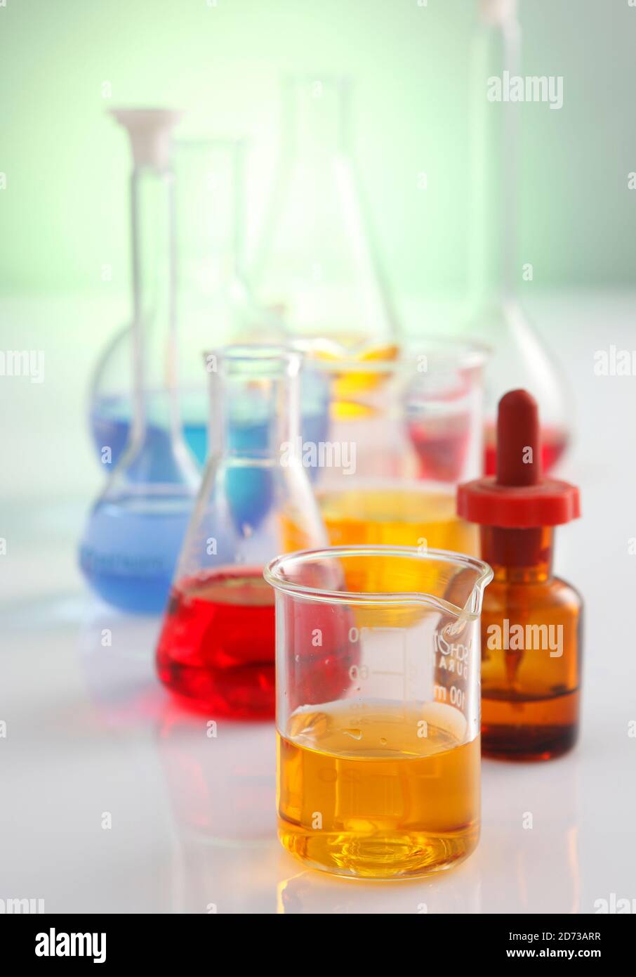Chemical laboratory flask with liquid Stock Photo - Alamy