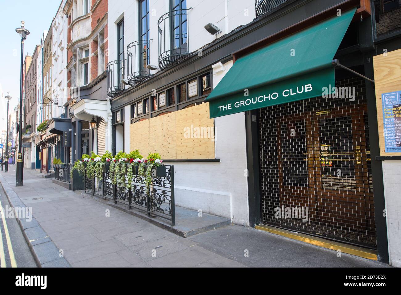 The Groucho Club is boarded up in Soho, London, as the UK continues in ...