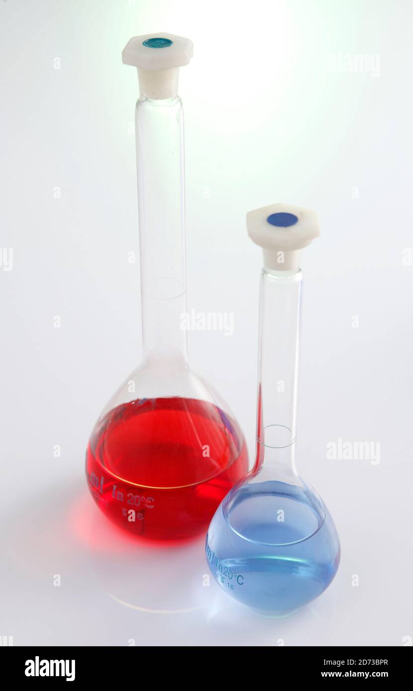 Chemical laboratory flask with liquid Stock Photo - Alamy