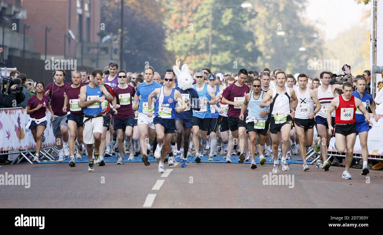 Competitors cross the start line at the Royal Parks Foundation Half ...