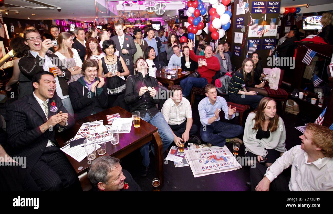Guests await the outcome of the US election during the Progressive ...