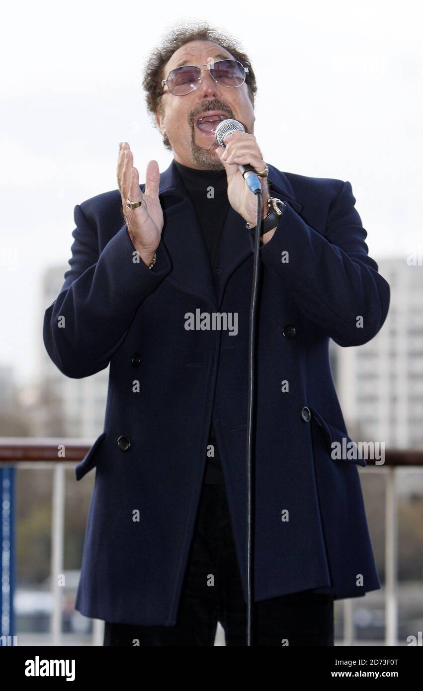 Singer Tom Jones is seen busking on the South Bank for part of BBC2s ...