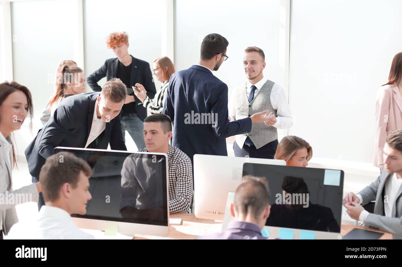 working group is working on a new project in the office Stock Photo - Alamy