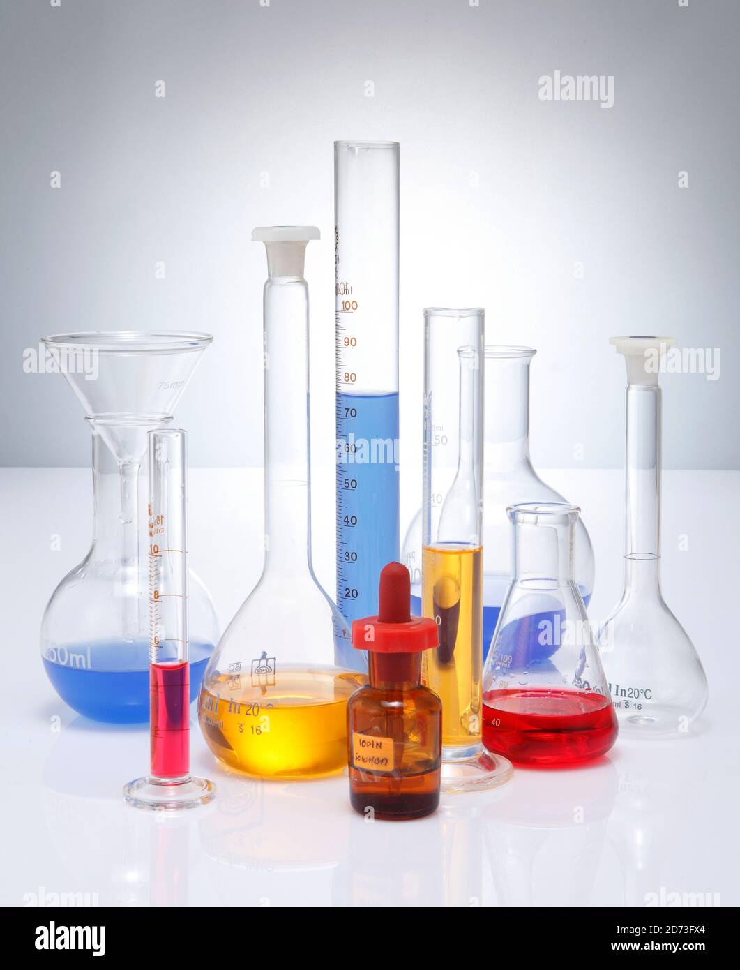 Chemical laboratory flask with liquid Stock Photo - Alamy