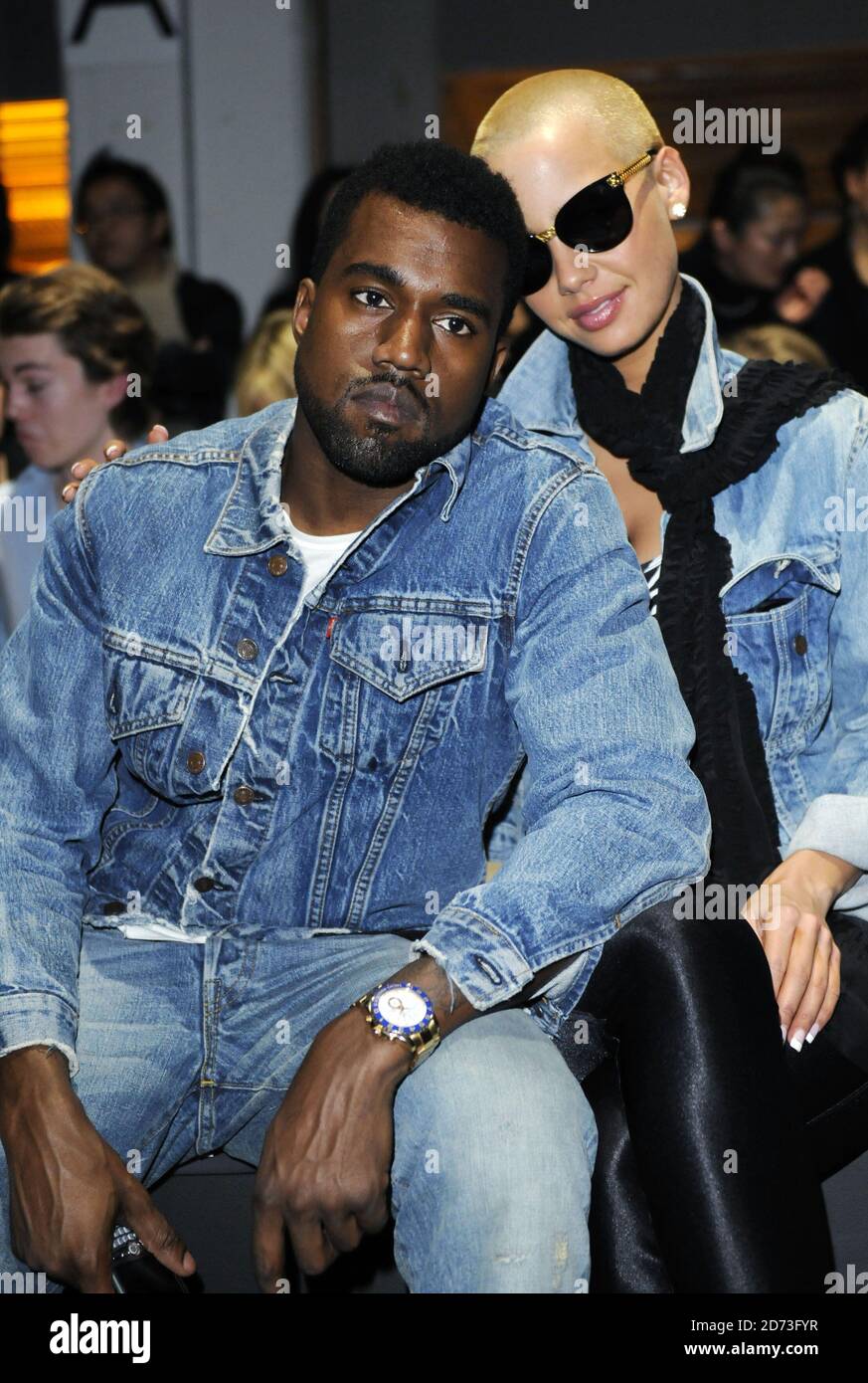 Kanye West and girlfriend Amber Rose attending the Peter Jensen fashion ...