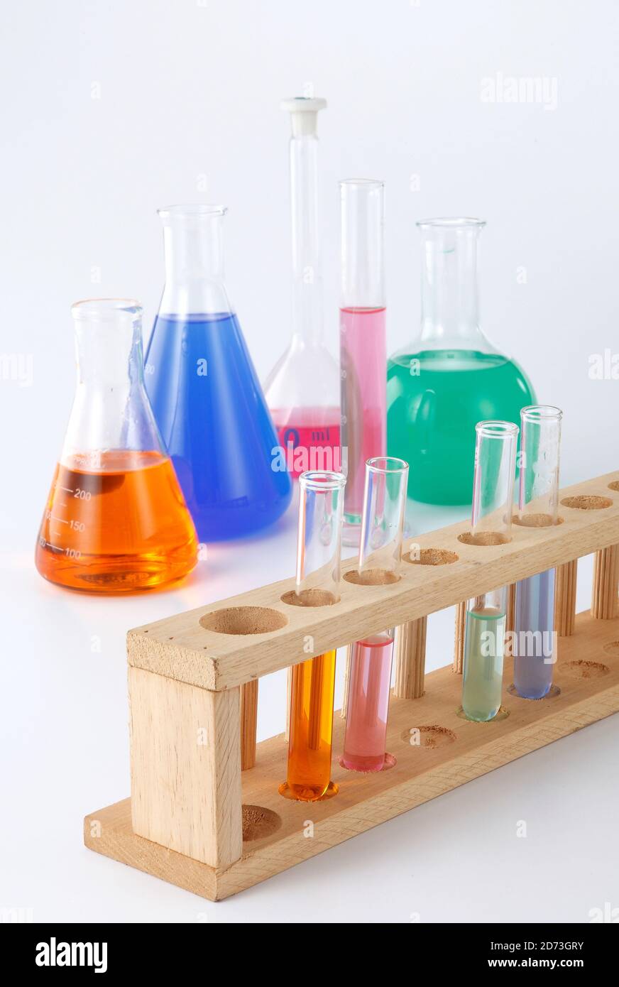 Chemical laboratory flask with liquid Stock Photo - Alamy