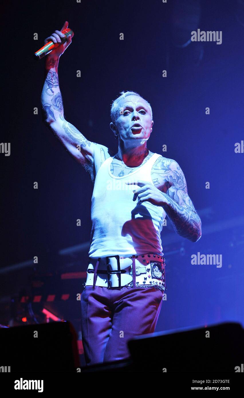 Keith Flint of the Prodigy on stage at Wembley Arena in north London ...