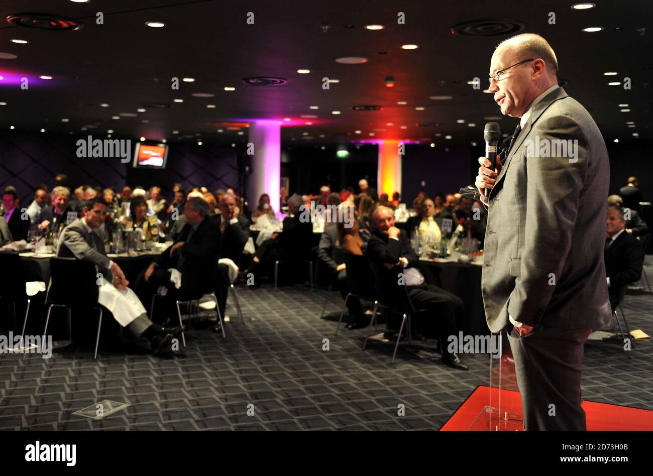 Kevin Connelly speaking at the 27th Variety Club Sports Awards, held at ...