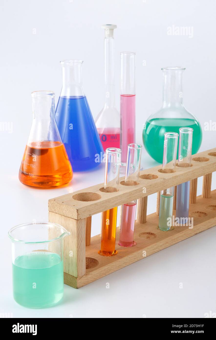 Chemical laboratory flask with liquid Stock Photo - Alamy