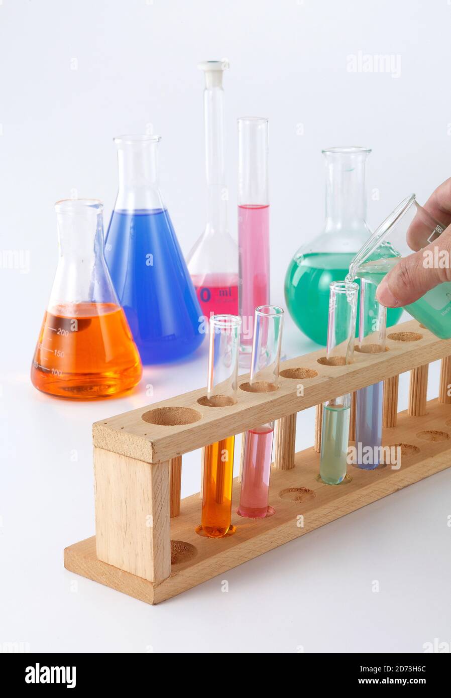 Chemical laboratory flask with liquid Stock Photo - Alamy