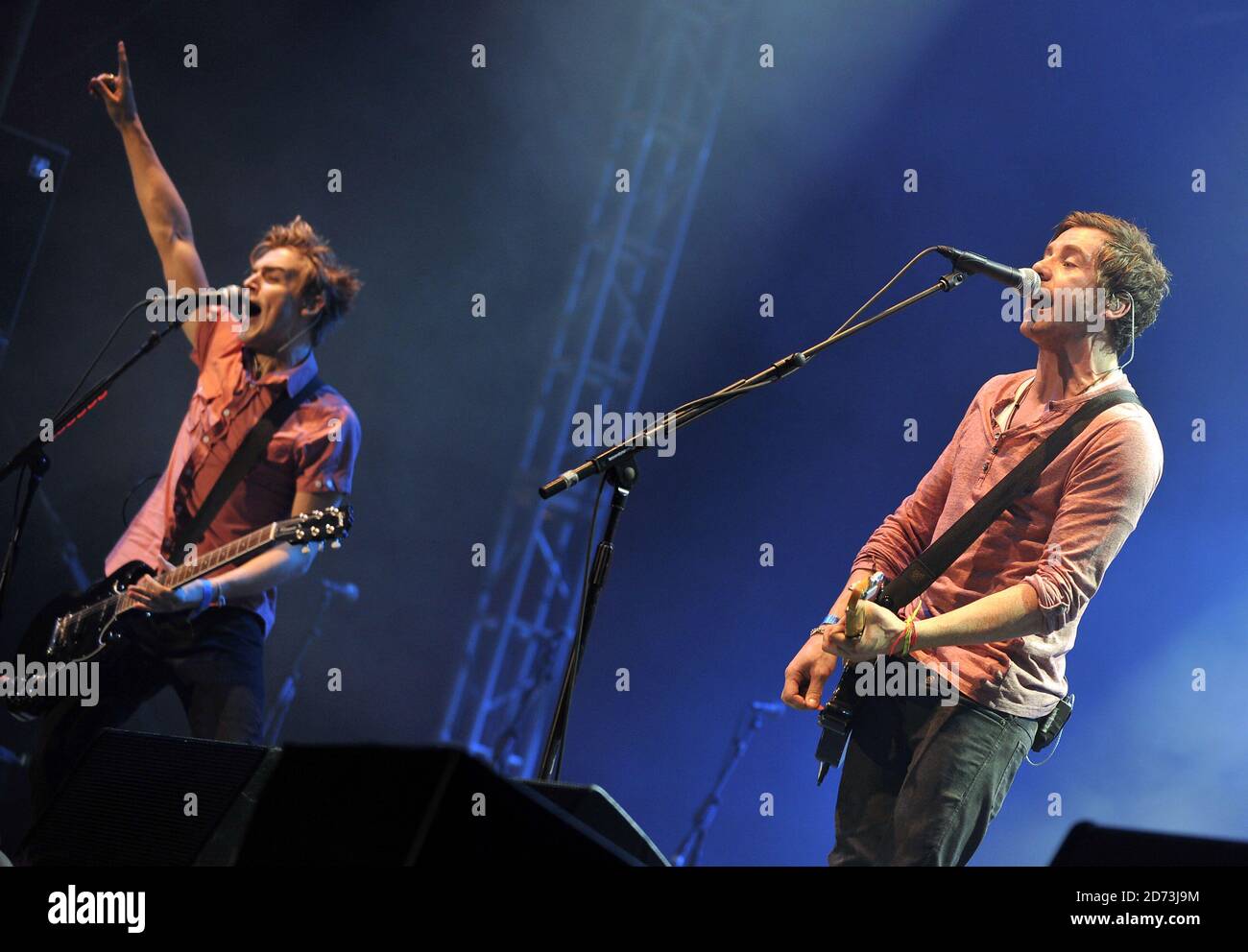 McFly performing on the second day of the Isle of Wight festival, in ...