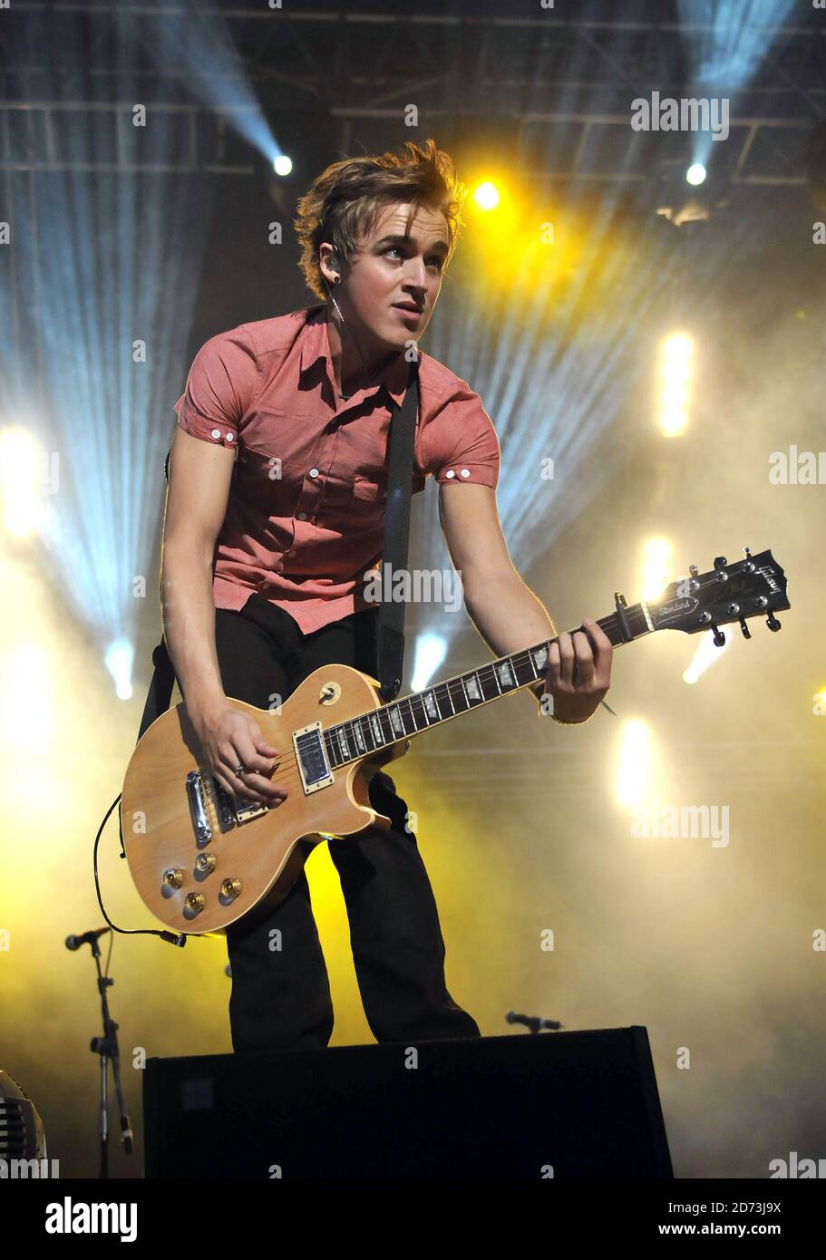 Tom Fletcher of McFly performing on the second day of the Isle of Wight ...