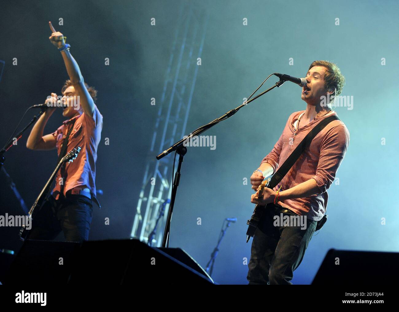 McFly performing on the second day of the Isle of Wight festival, in ...