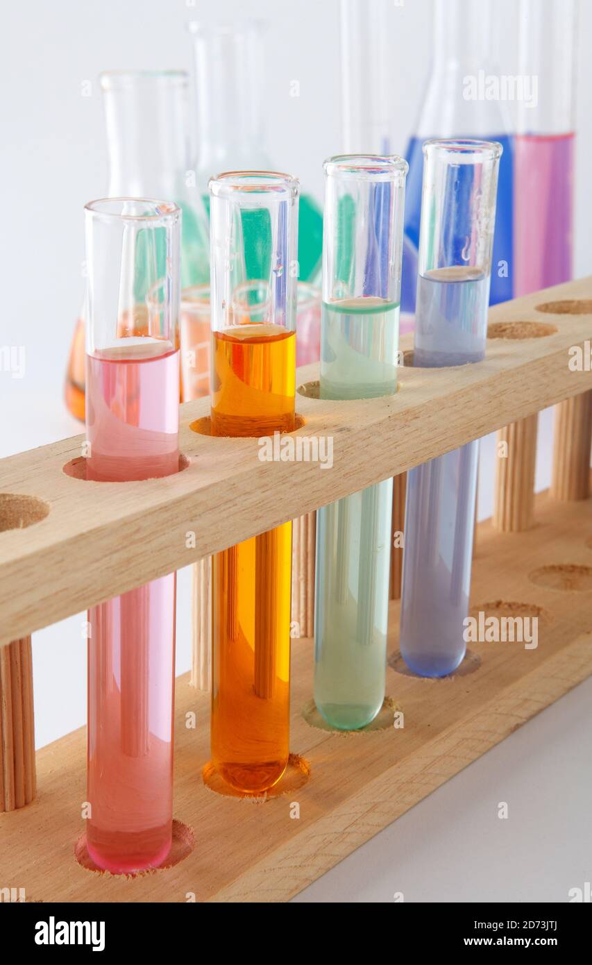 Chemical laboratory flask with liquid Stock Photo - Alamy