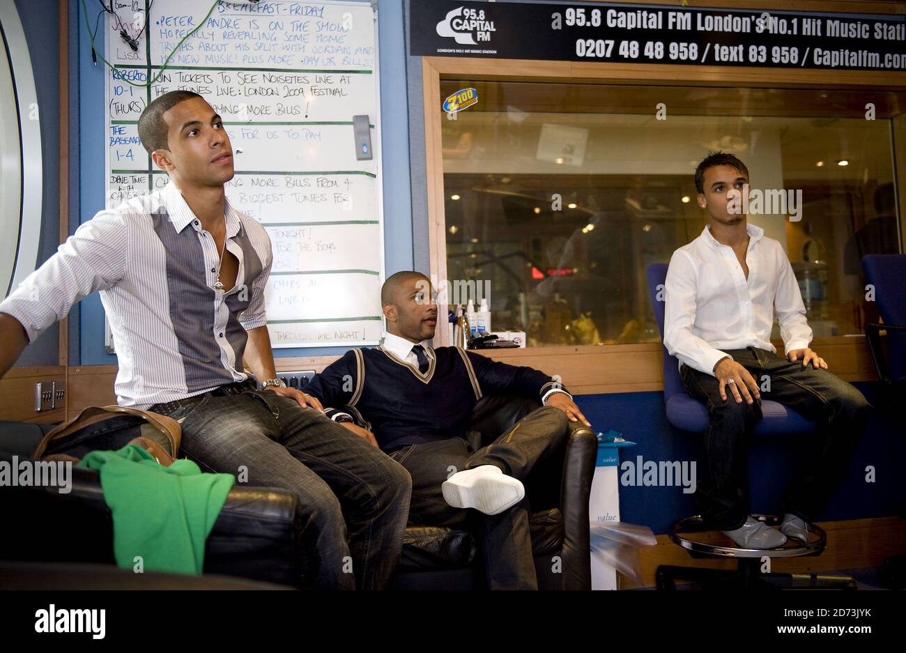 JLS on air while co-hosting a show on Capital FM, at the Global Radio ...