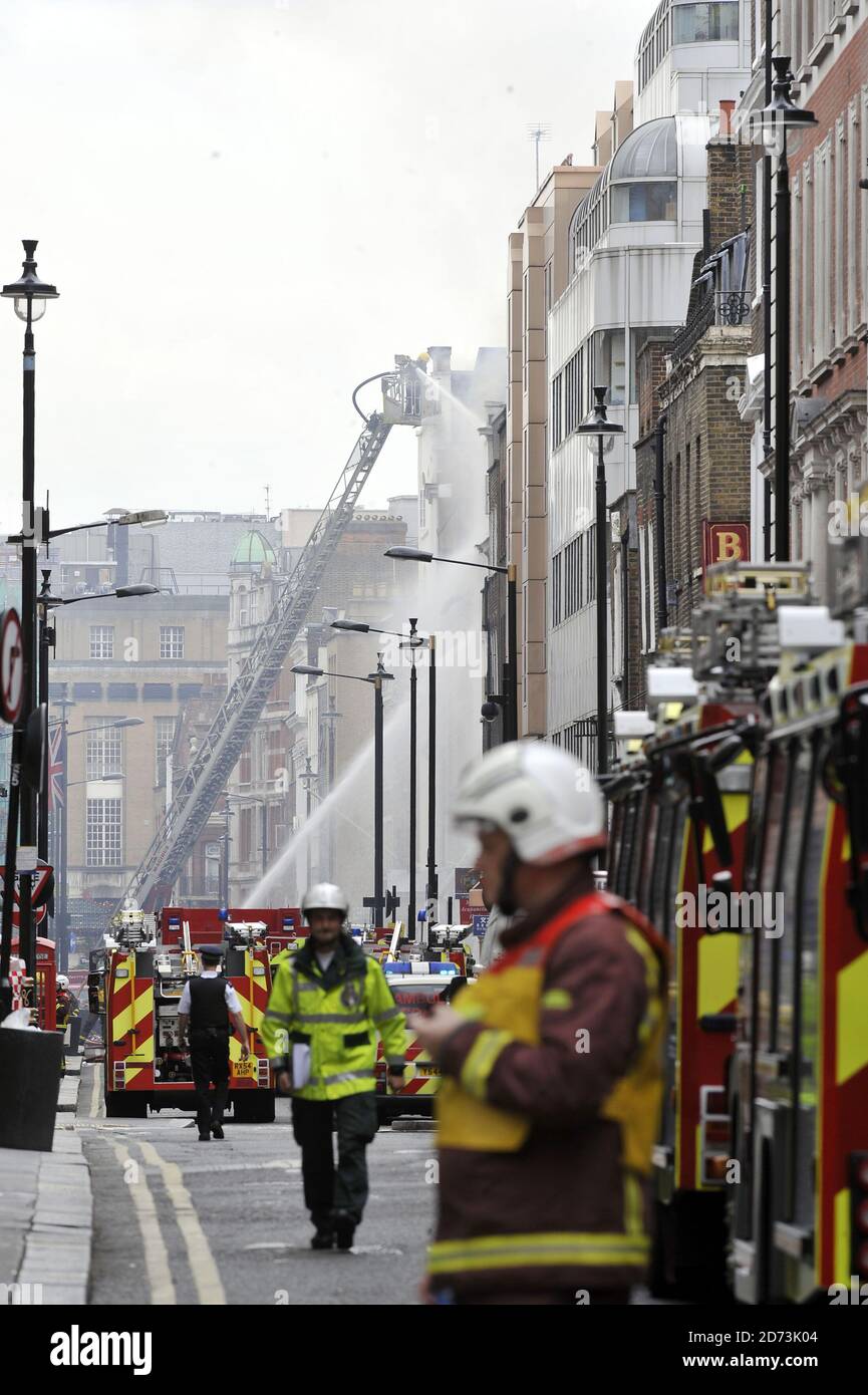 Fire crews tackle a blaze in Dean Street, in the Soho area of central ...