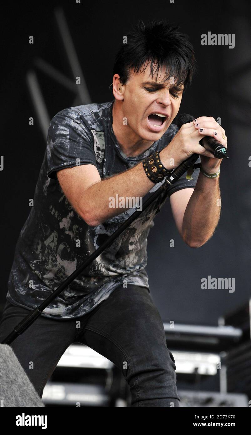 Gary Newman performing live at the Lovebox Weekender festival, in ...