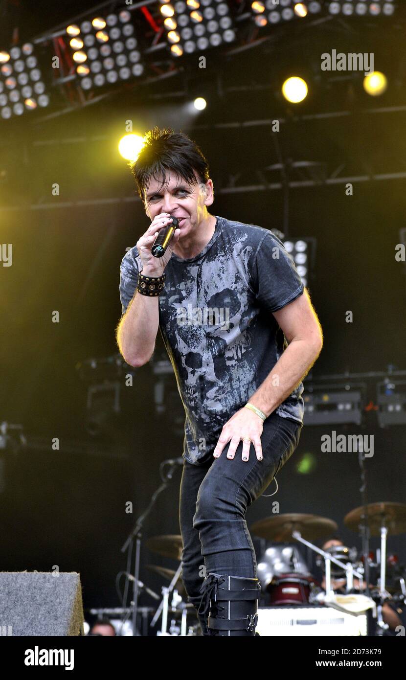 Gary Newman performing live at the Lovebox Weekender festival, in ...