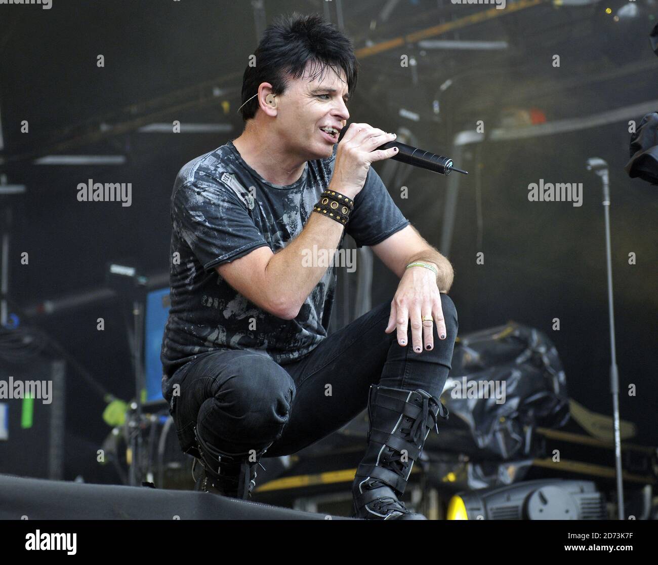 Gary Newman performing live at the Lovebox Weekender festival, in ...