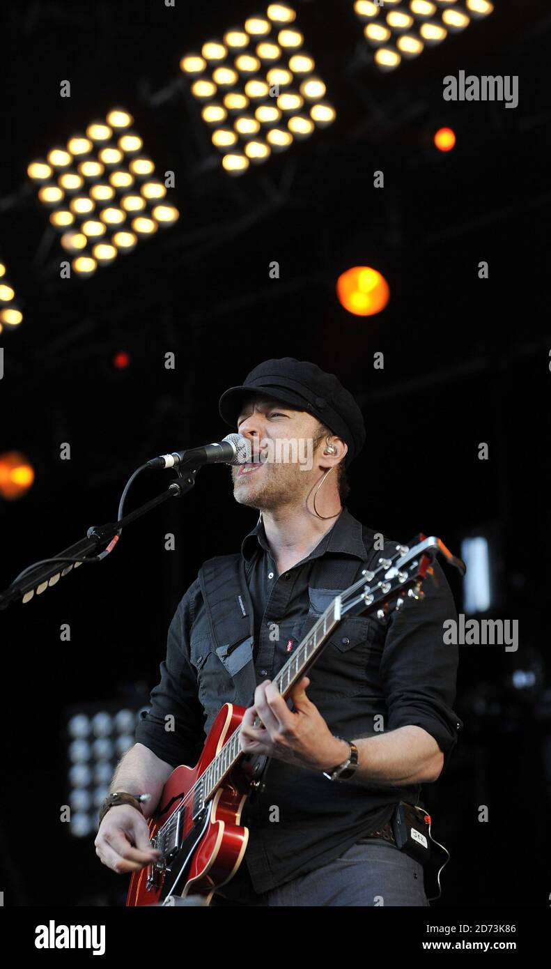 Jez Williams of Doves live on stage at the Lovebox Weekender festival ...