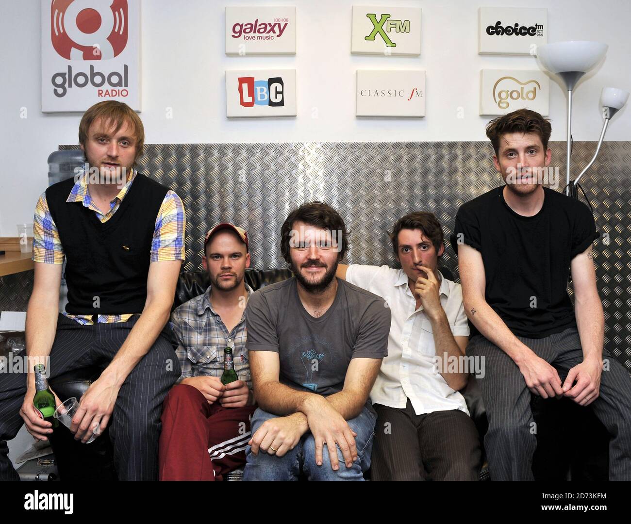 The Rumble Strips pose for photographs during a live session for XFM ...