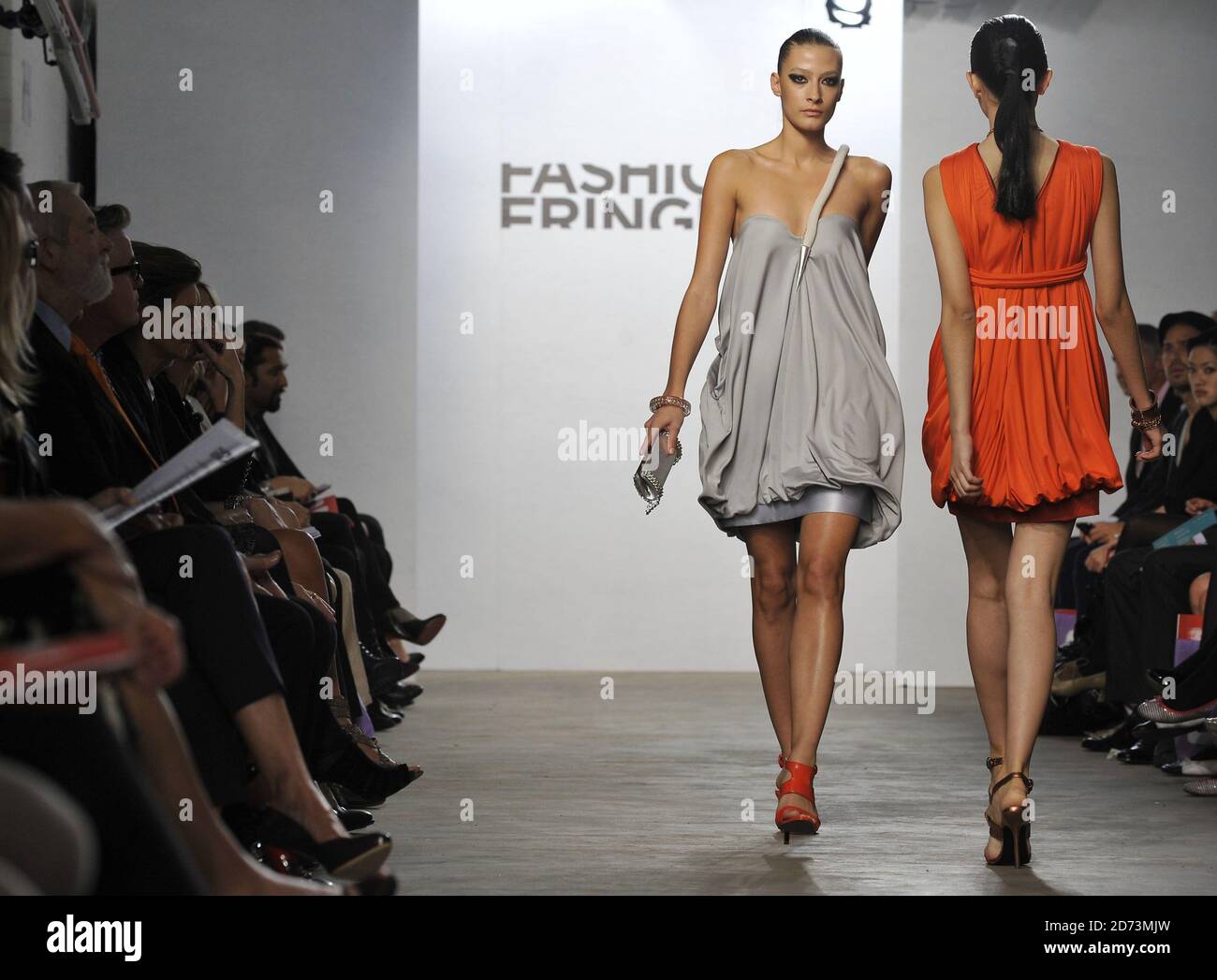 A model on the catwalk at the Fashion Fringe fashion show, featuring ...