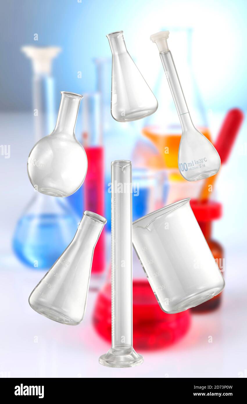 Chemical laboratory flask with liquid Stock Photo - Alamy