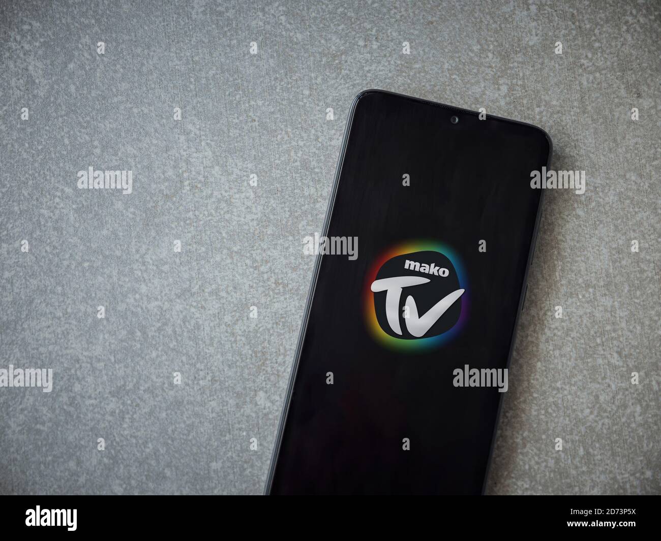 Lod, Israel - July 8, 2020: mako TV app launch screen with logo on the ...