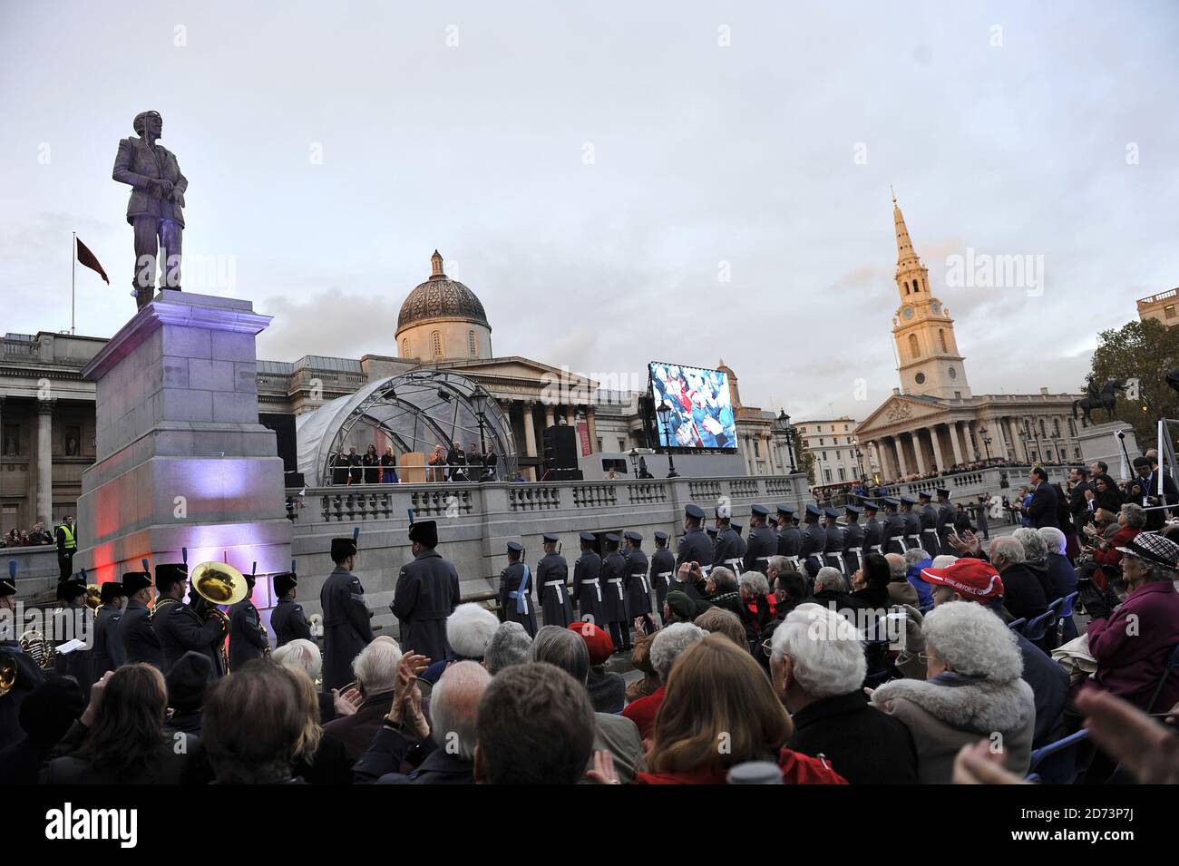 A statue of Sir Keith Park is unveiled by veterans of the second world ...