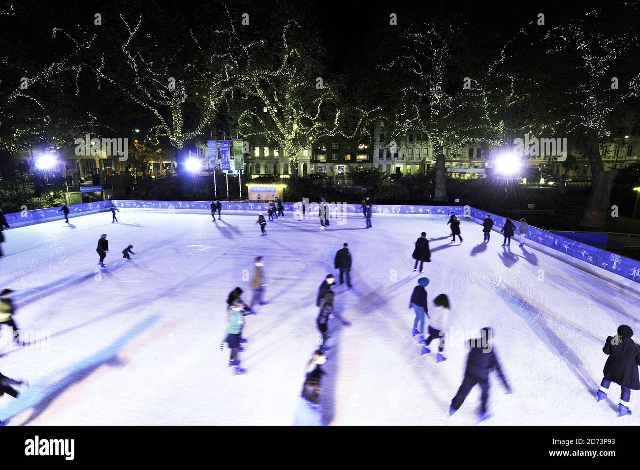 Skaters enjoy the opening night of the Natural History Museum ice rink ...