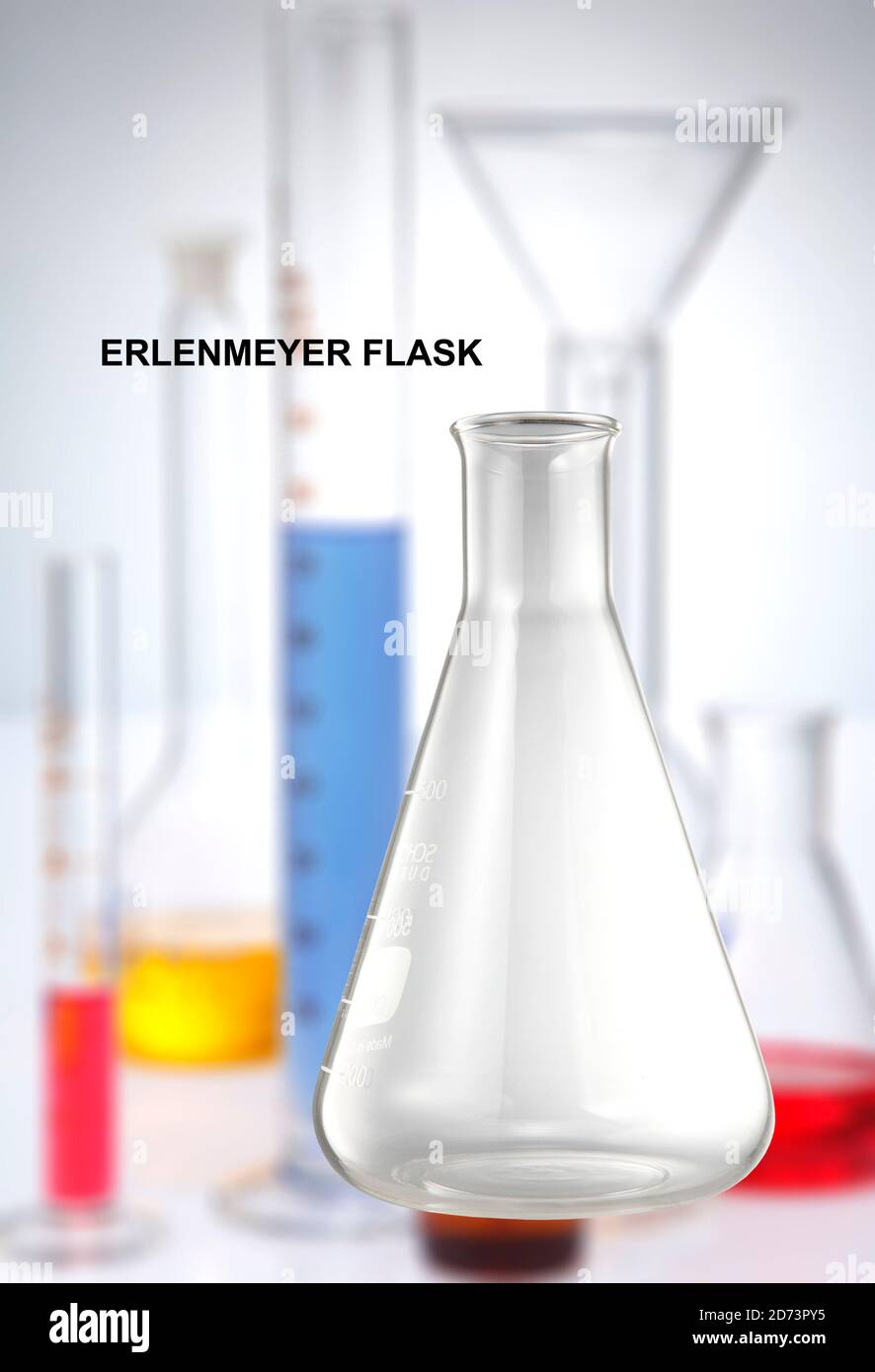 Chemical laboratory flask with liquid (empty)-Erlenmeyer Flask Stock ...