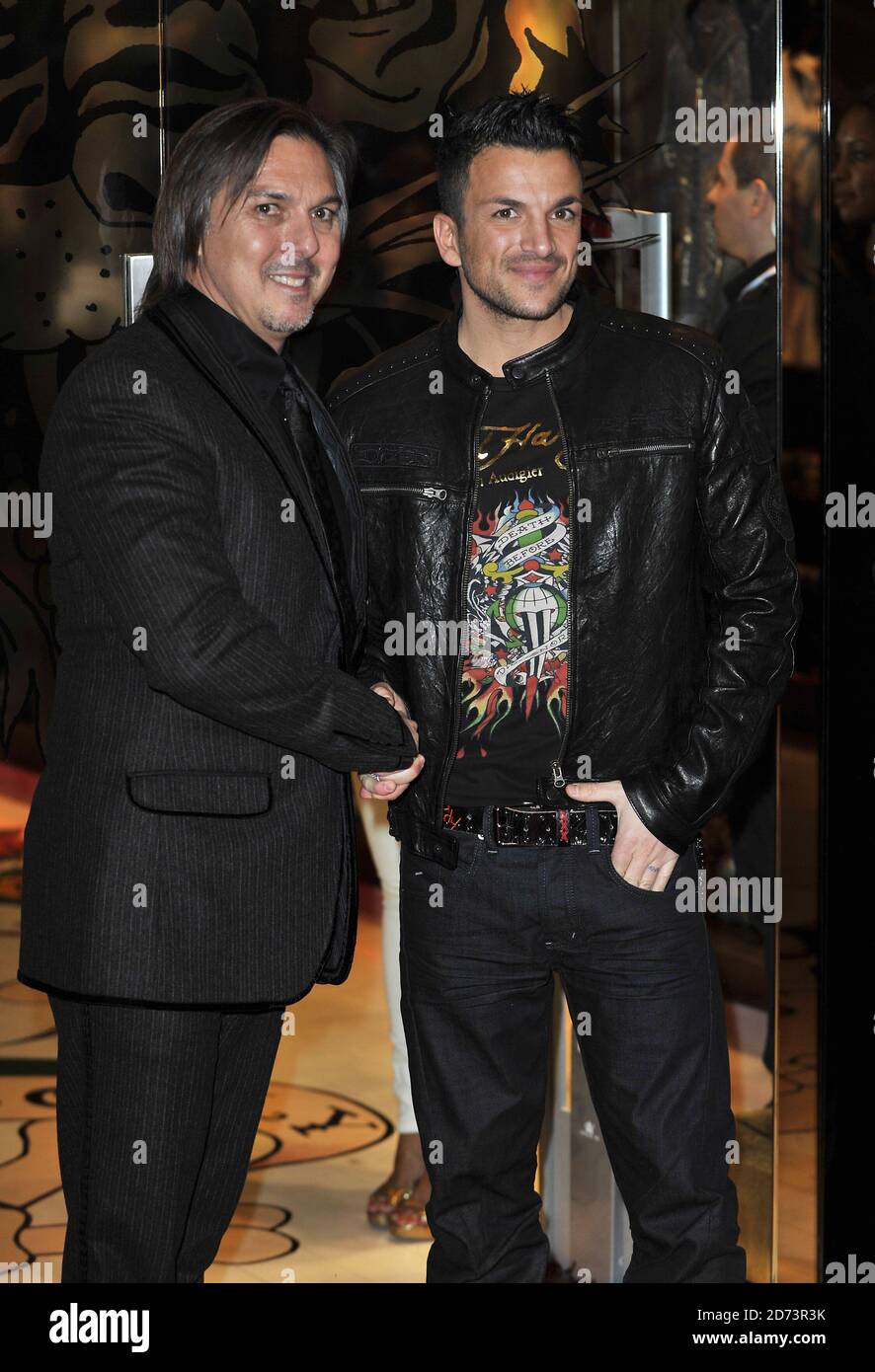 Peter Andre and Gary Berman (MD of Ed Harding) attending the launch of ...