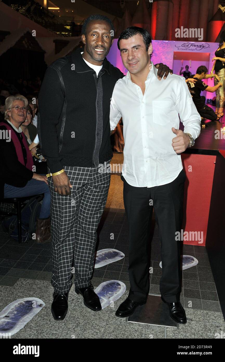 Joe Calzaghe and Linford Christie attend the launch of the new Ed Hardy ...