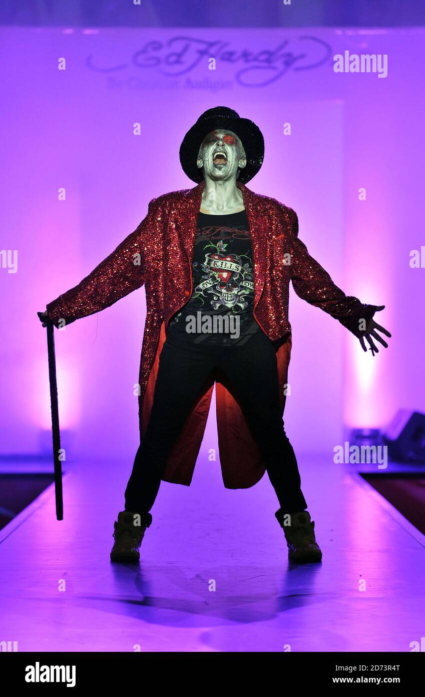 A model on the catwalk during the launch of the new Ed Hardy store in ...
