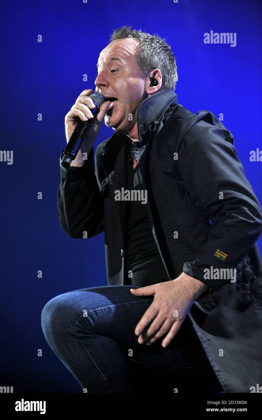 Jim Kerr of Simple Minds performs live at Wembley Arena in north London ...