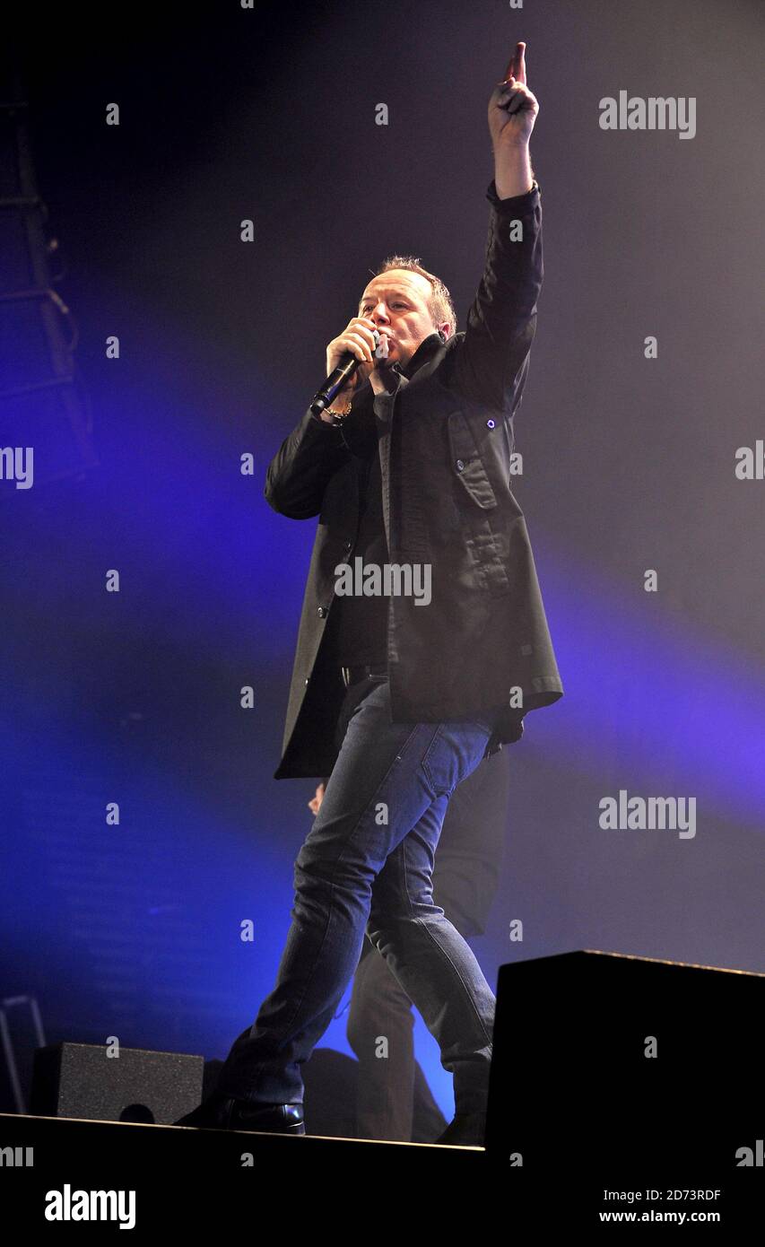 Jim Kerr of Simple Minds performs live at Wembley Arena in north London ...