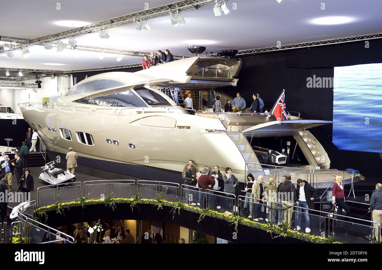 A multi-million pound Sunseeker Predator yacht at the London ...