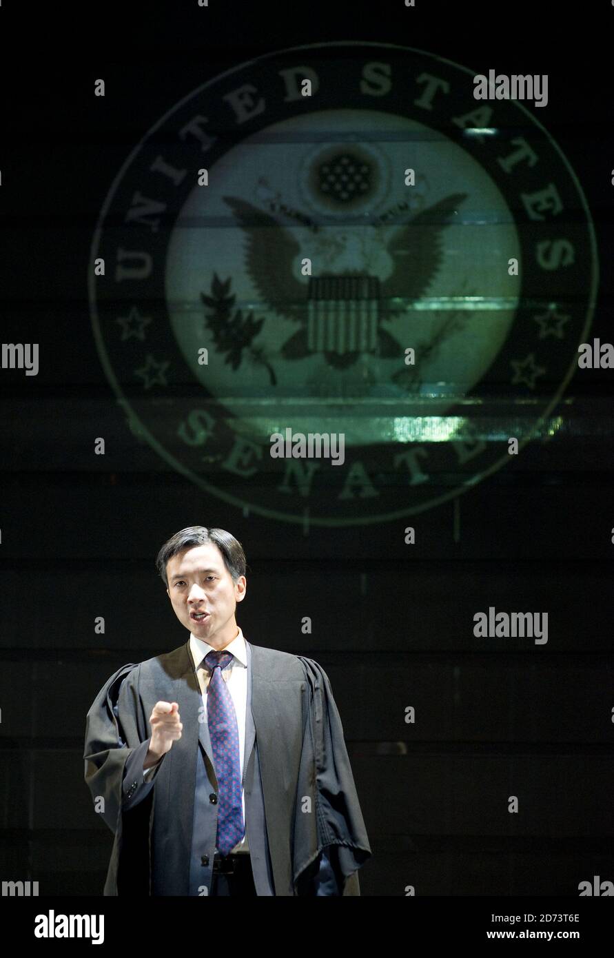 Orion Lee appears in Enron, by Lucy Prebble, at the Noel Coward Theatre ...
