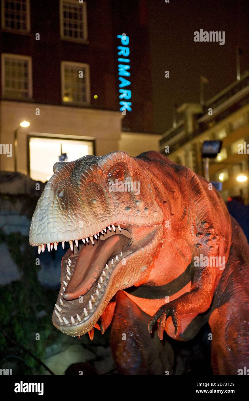 Model dinosaurs on display at the opening night of Dinosaurs Unleashed ...