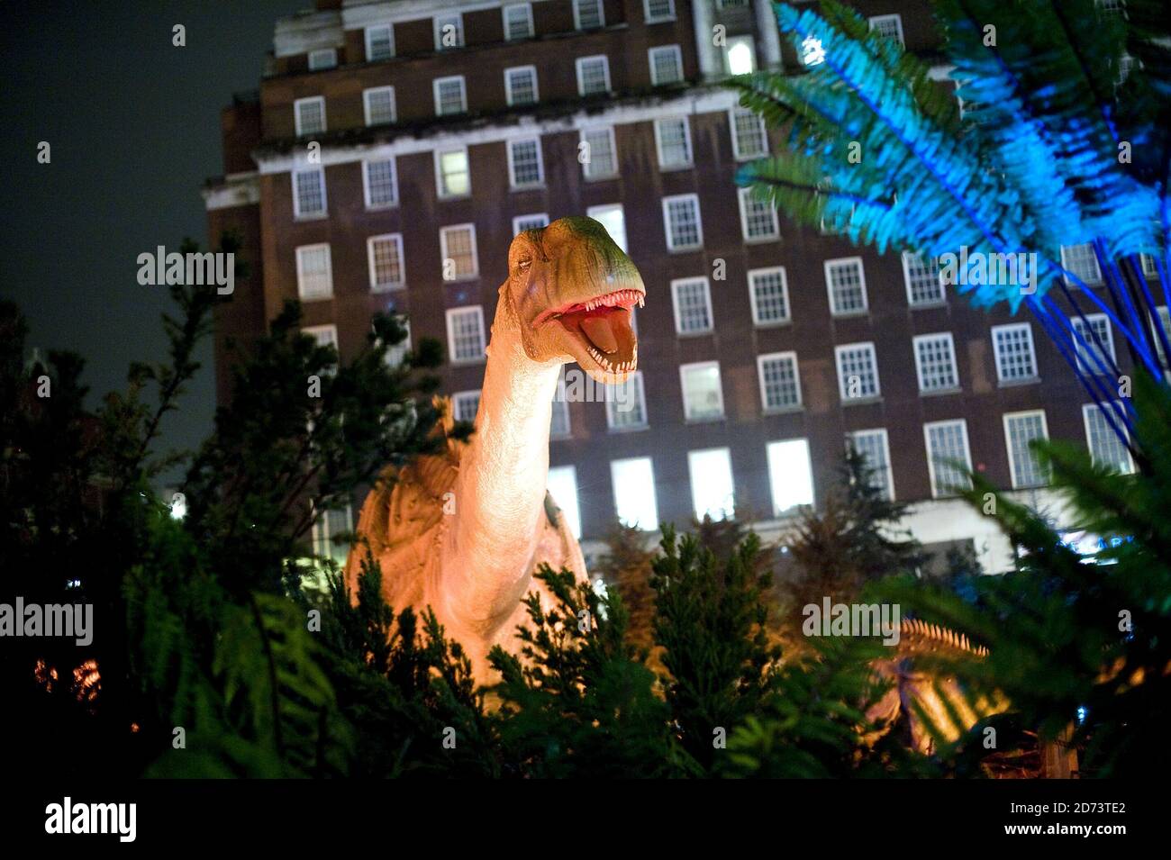 Model dinosaurs on display at the opening night of Dinosaurs Unleashed ...