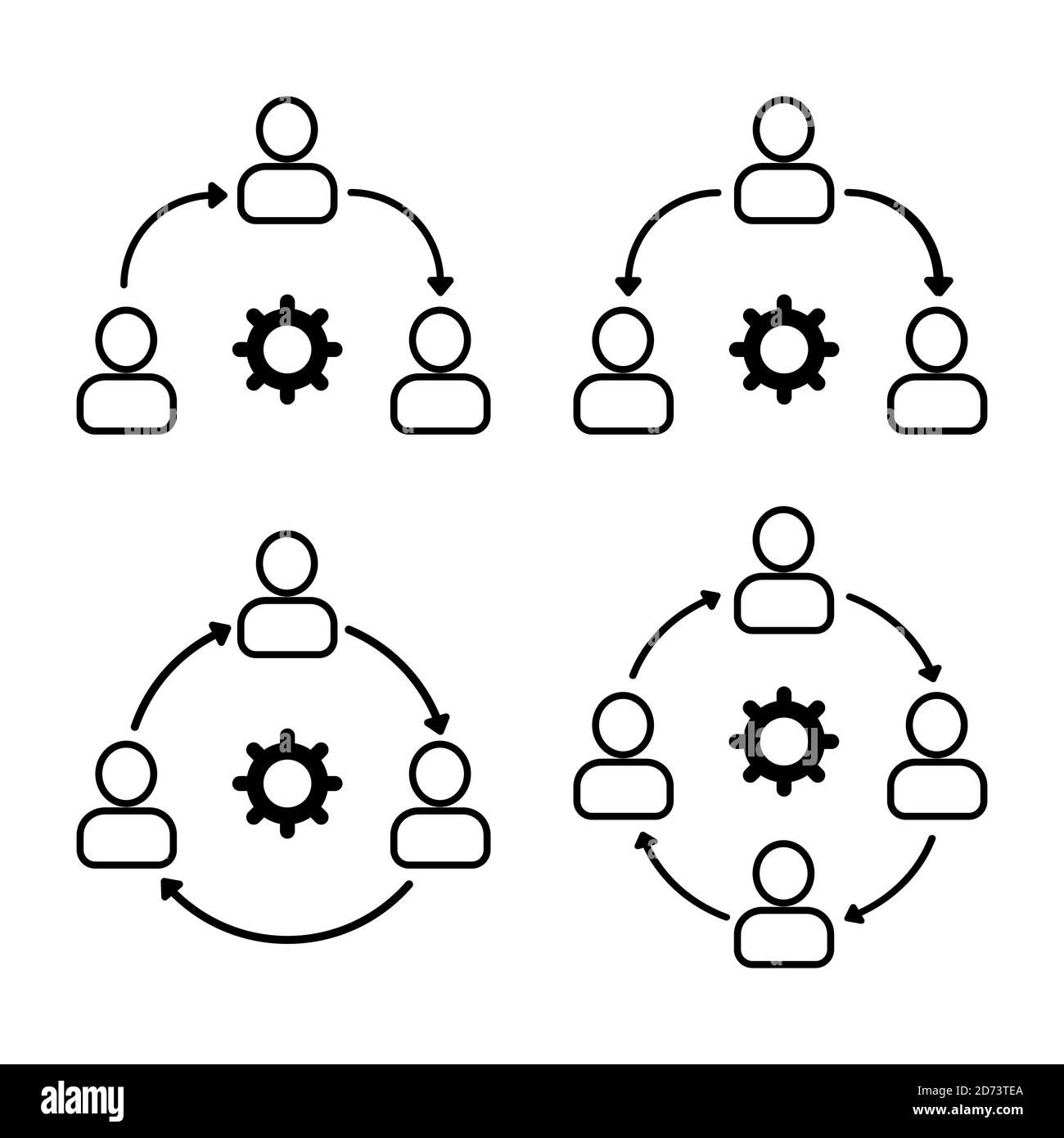 Set icon teamwork, three people and information sharing Stock Vector ...