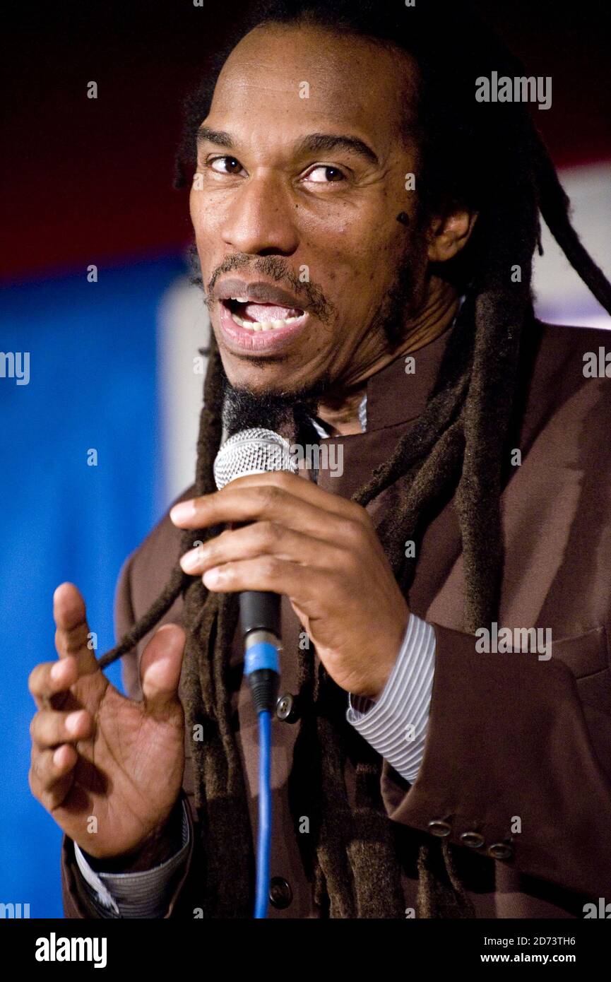 Benjamin Zephaniah performs at the TUC Aid Concert for Haiti, held at ...