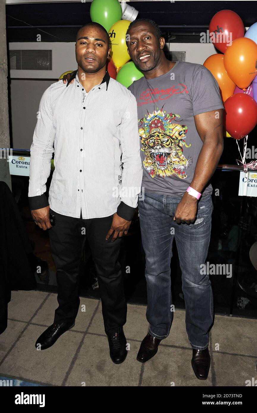 Linford Christie and Mark Lewis Francis attend the Planet Hollywood ...