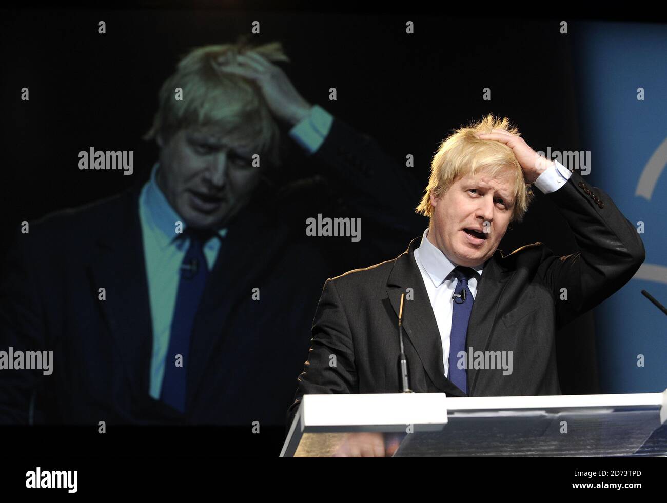 Boris Johnson speaks at the One Young World summit, at Old Billingsgate ...