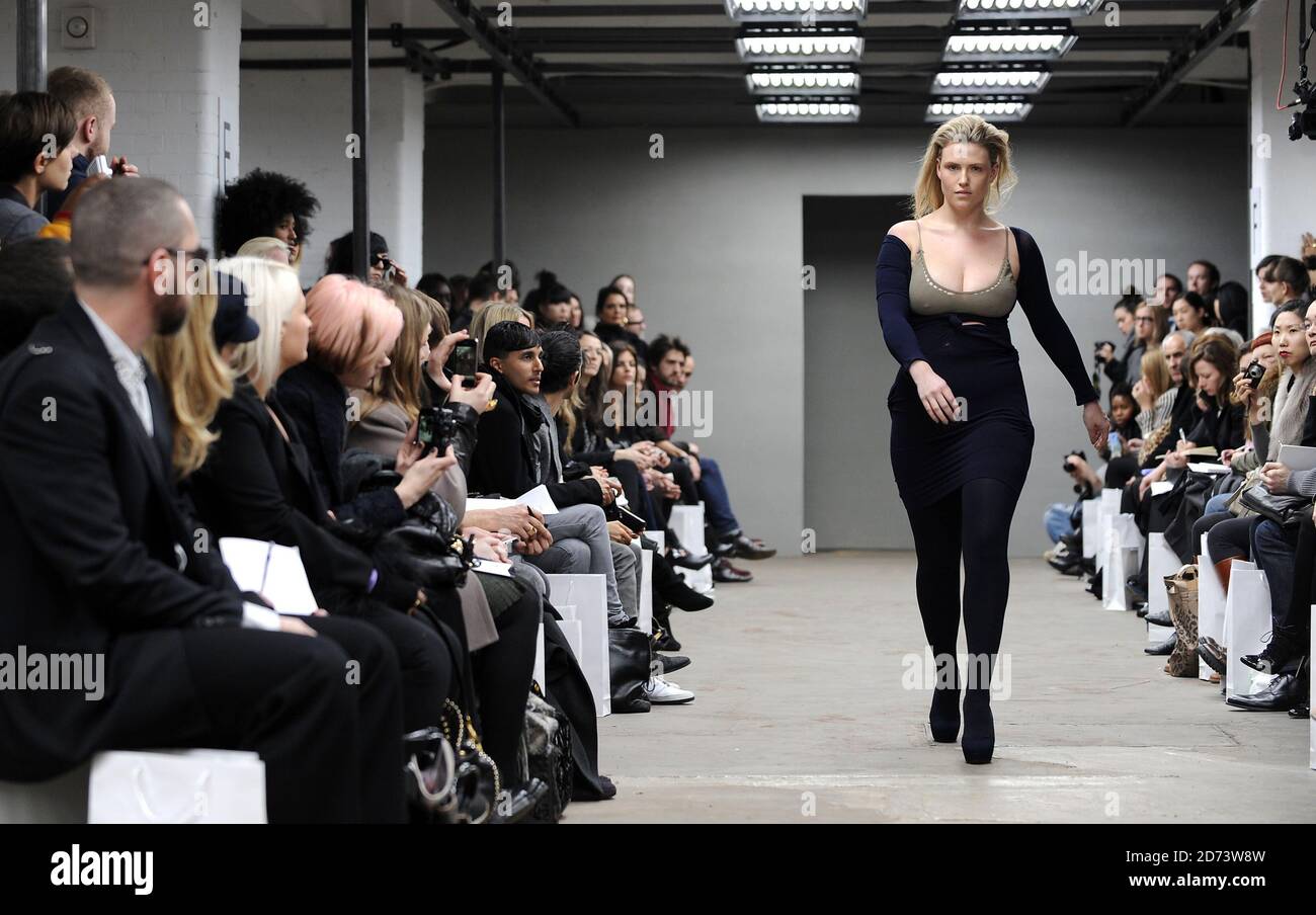 Plus-sized model Hayley Morley on the catwalk at the Mark Fast fashion ...