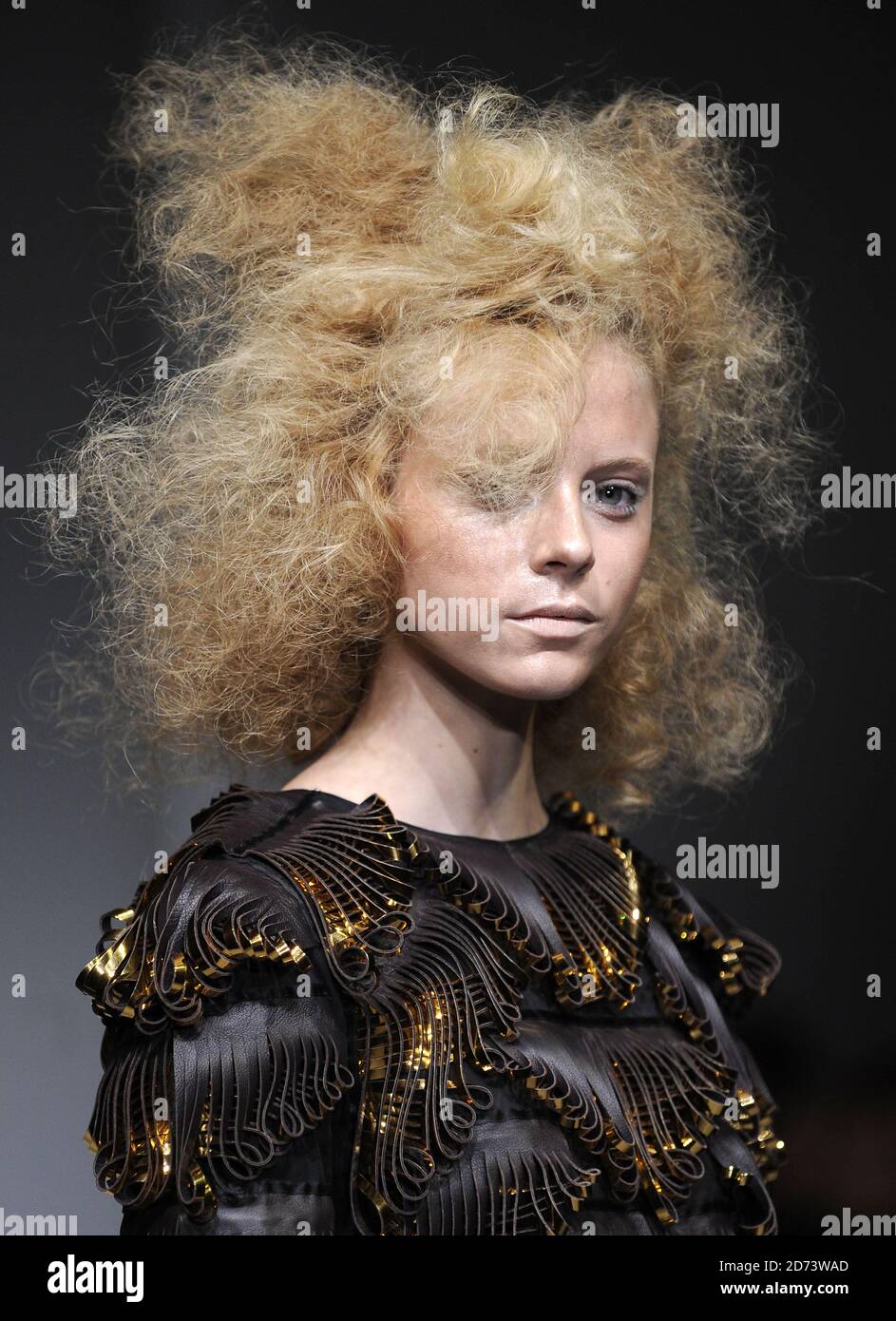A model on the catwalk at the Iris Van Herpen fashion show, at the ...
