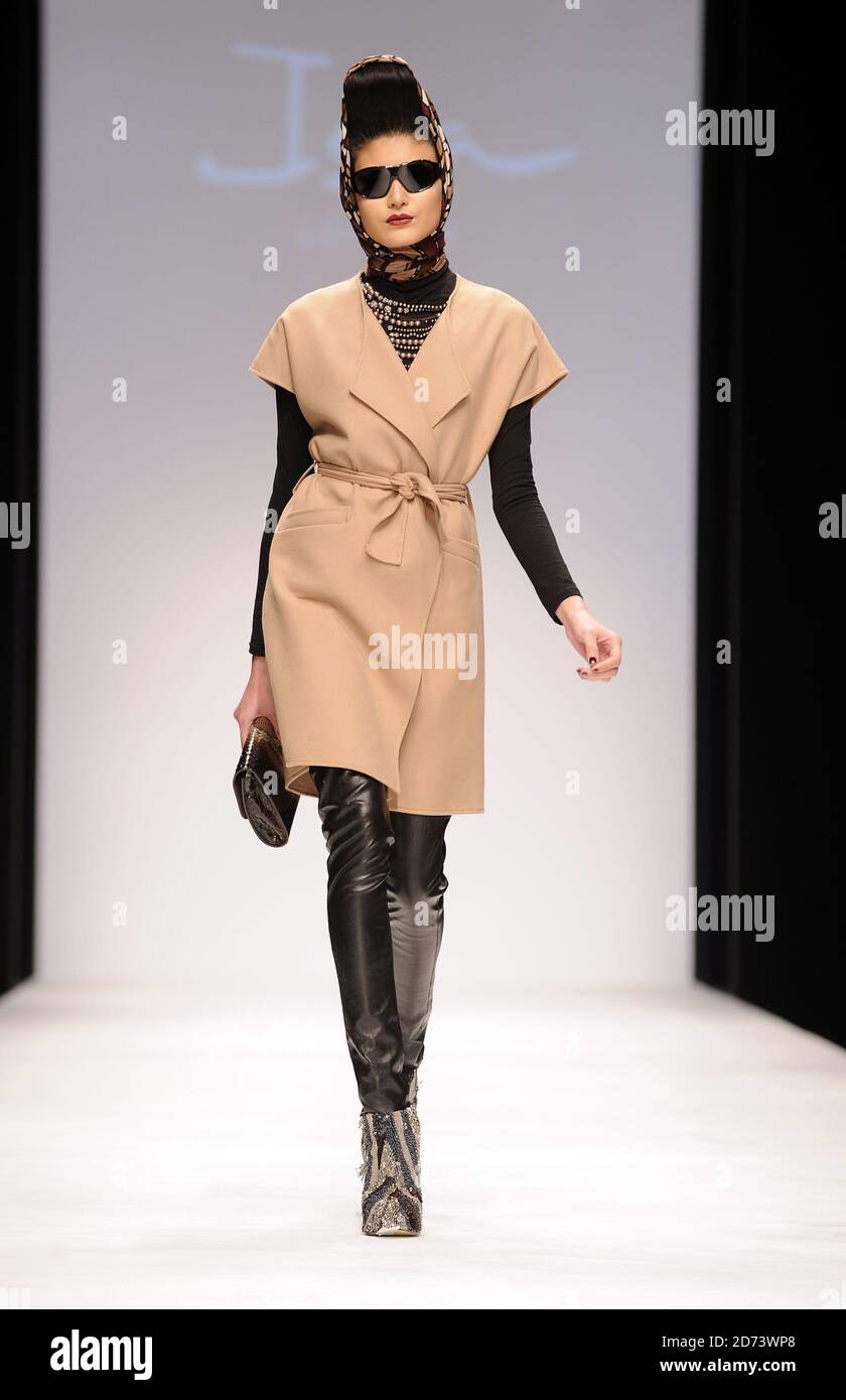 A model on the catwalk at the Issa fashion show, held at the BFC venue ...